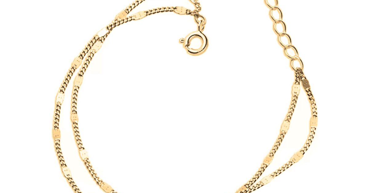 Pulsera doble de plata italiana enchapada en oro con hojuelas - Joyería G&A